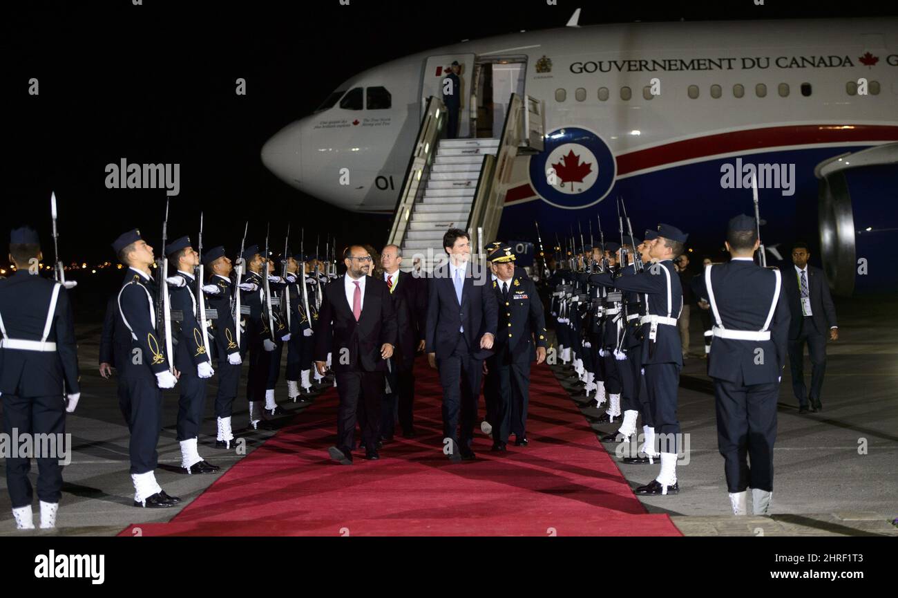 Canadian Prime Minister Justin Trudeau arrives in Lima, Peru for the ...