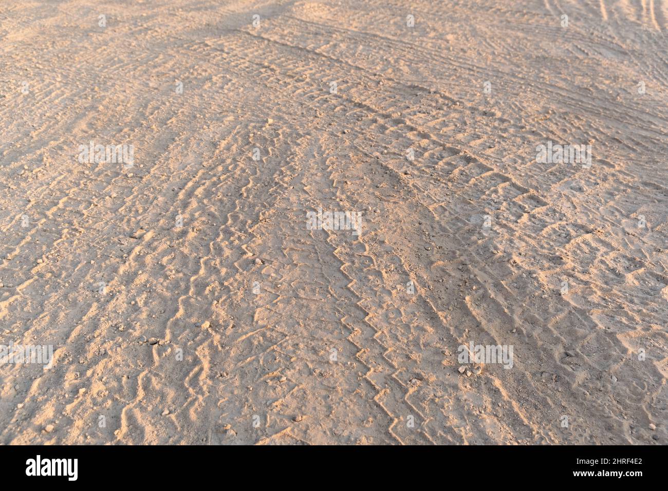 Off Road cross, in Desert dry sand, Car footprint on construction site ...