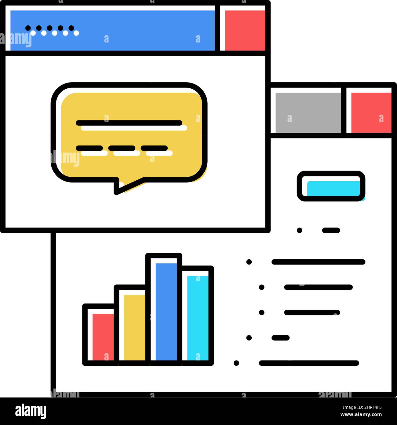 tasks hierarchy digital processing color icon vector illustration Stock ...