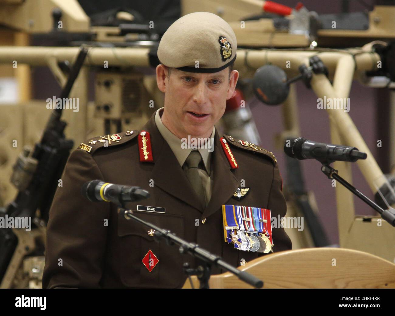 Incoming commander of CANSOFCOM Major-General Peter Dawe speaks at a ...