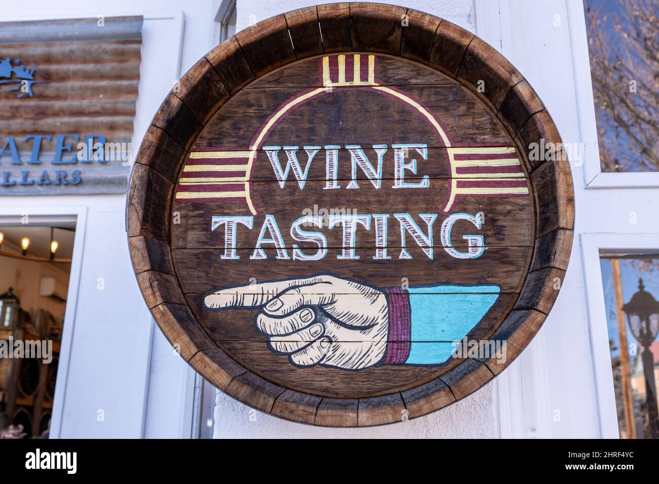 Wine Tasting Sign for Noisy Water Winery in Plaza Don Luis in ...