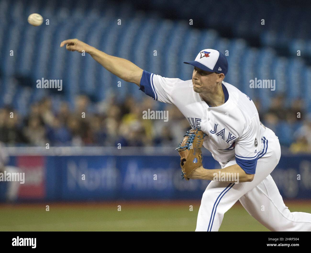 Toronto Blue Jays starting pitcher Aaron Sanchez throws against the ...