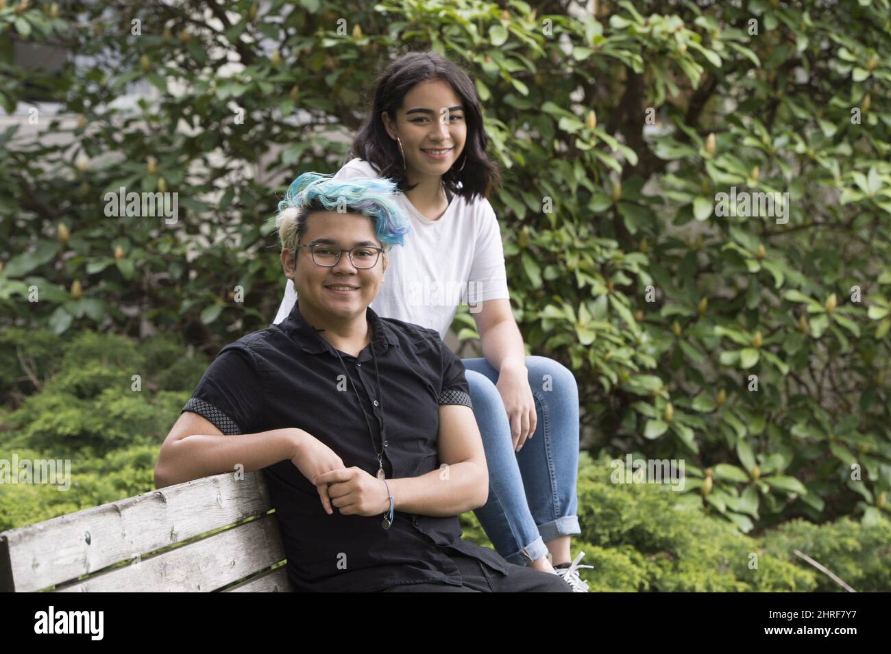 Joshua Ramon and Stephanie Barrantes both grade 12 students pose for a ...