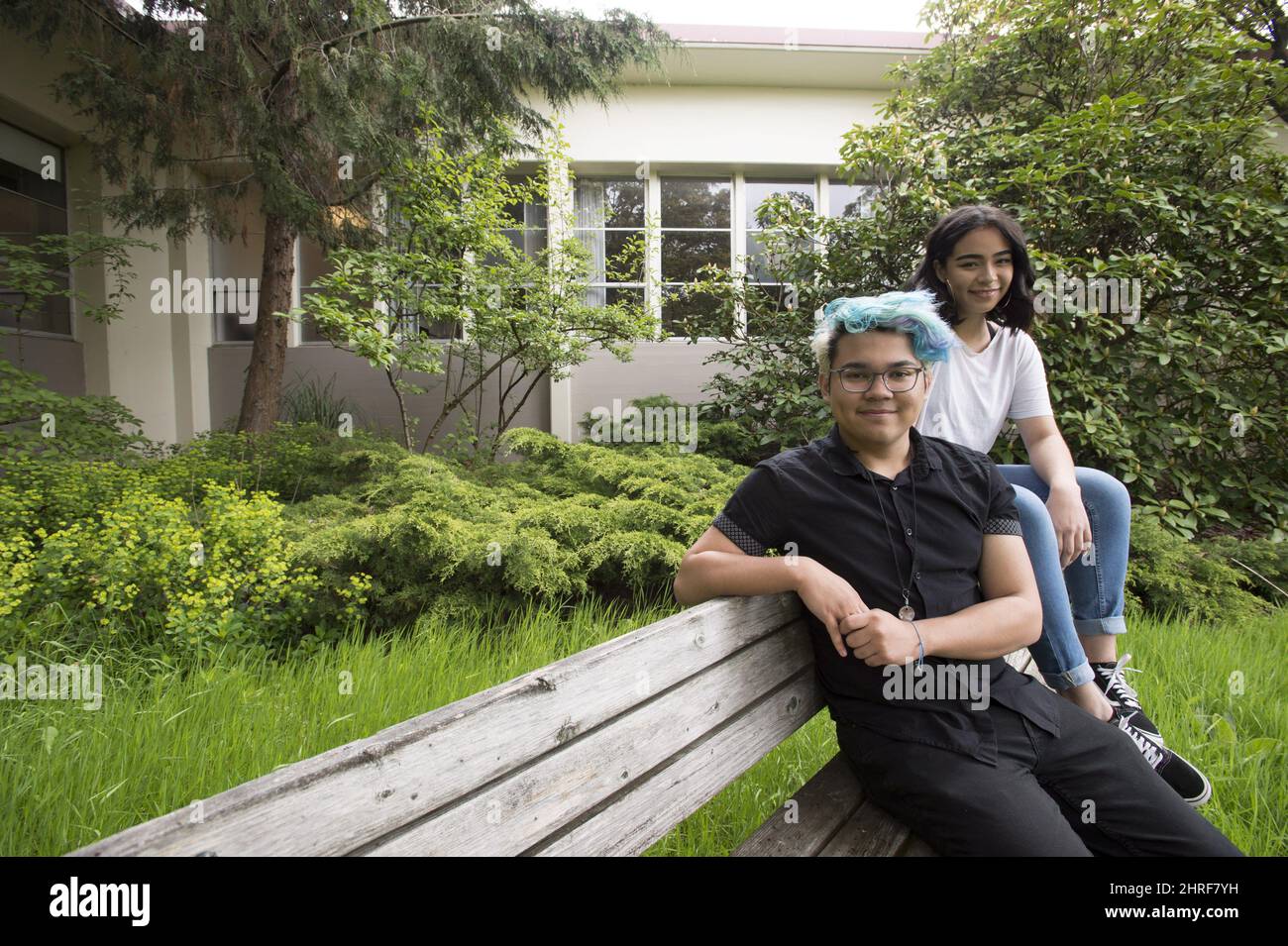 Joshua Ramon and Stephanie Barrantes, both grade 12 students, pose for ...