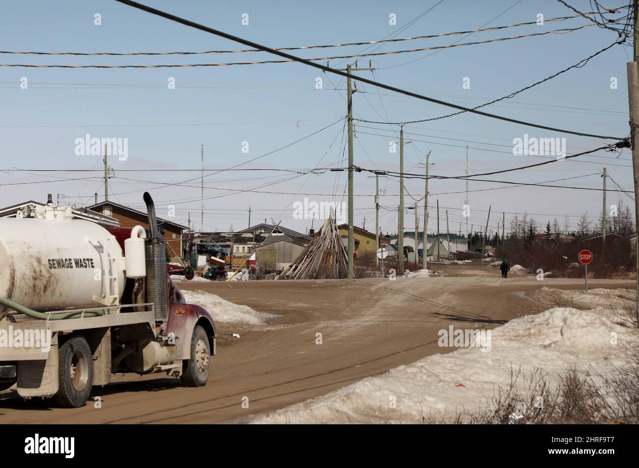 A sewage collection truck is seen in Fort Severn, Ontario's most ...