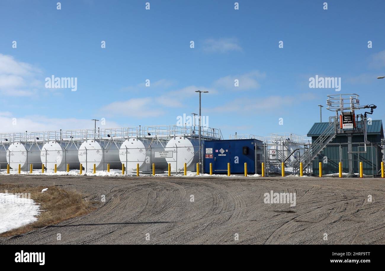 The fuel storage facility is seen Fort Severn, Ontario's most northerly ...