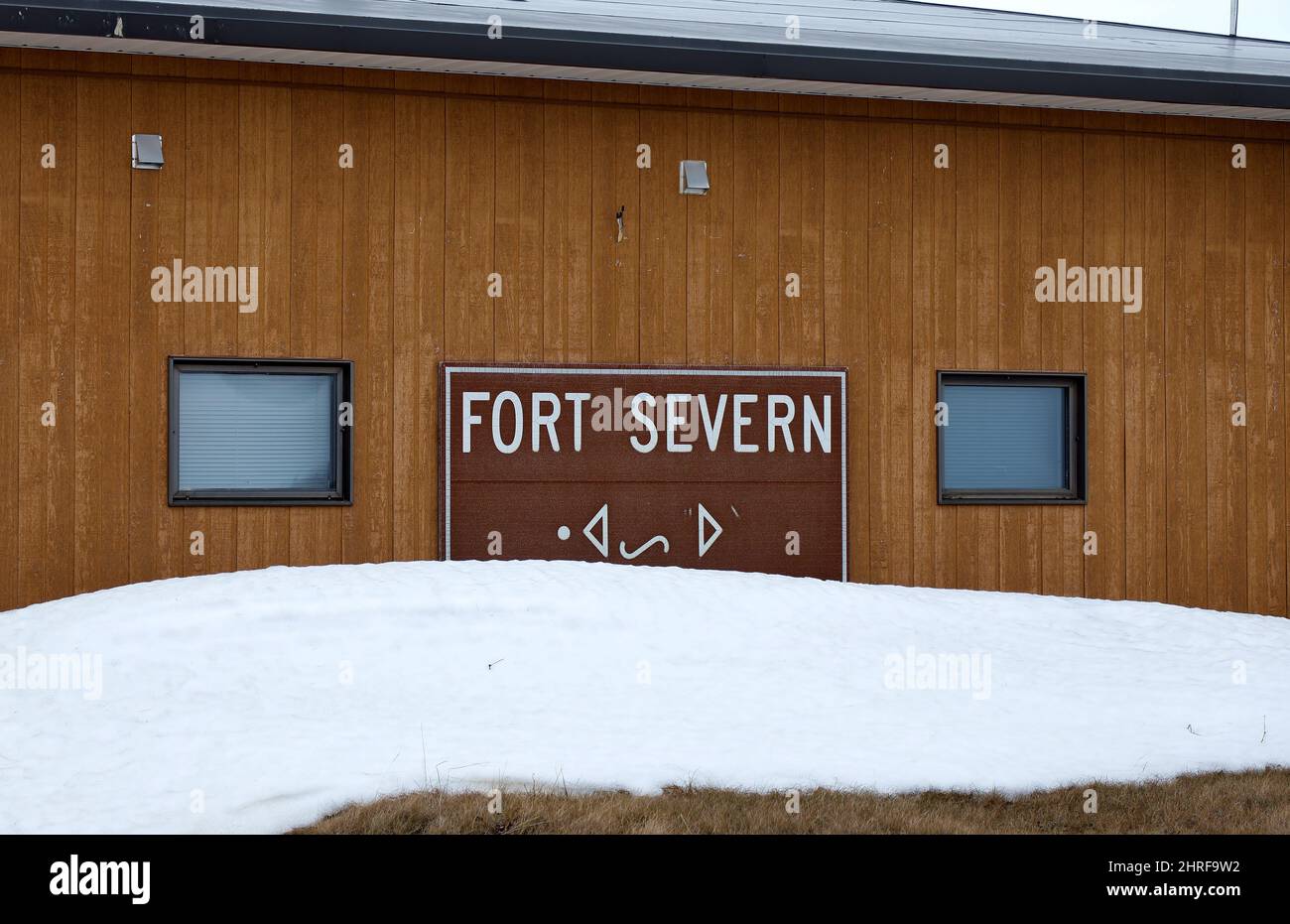 Part of the airport building is seen at Fort Severn, Ontario's most ...