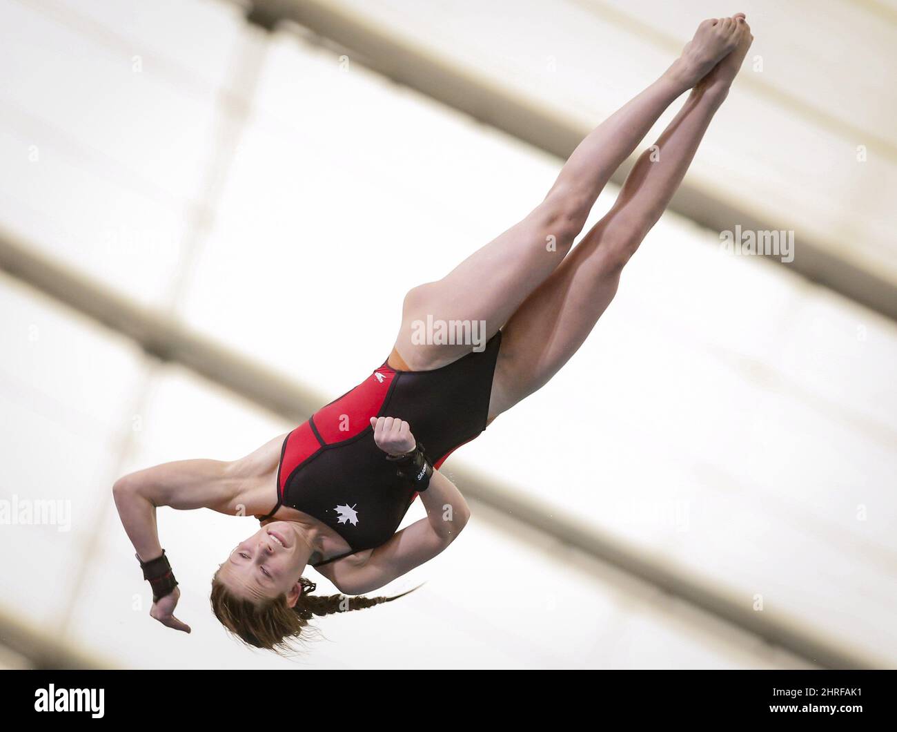 Canada's Caeli McKay competes during the women's open platform finals ...