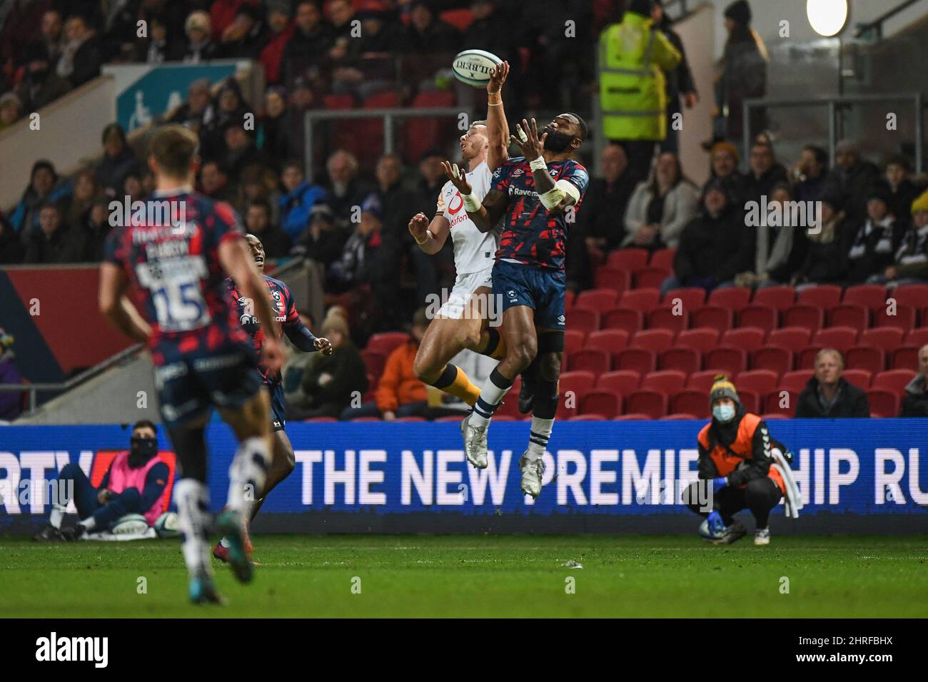 Semi Radradra of Bristol Bears, and Josh Bassett of Wasps Rugby ...