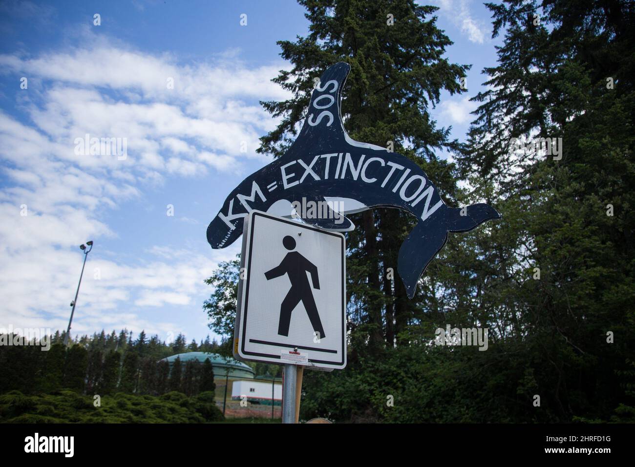 A sign is pictured at the front gates of Kinder Morgan's Trans Canada ...
