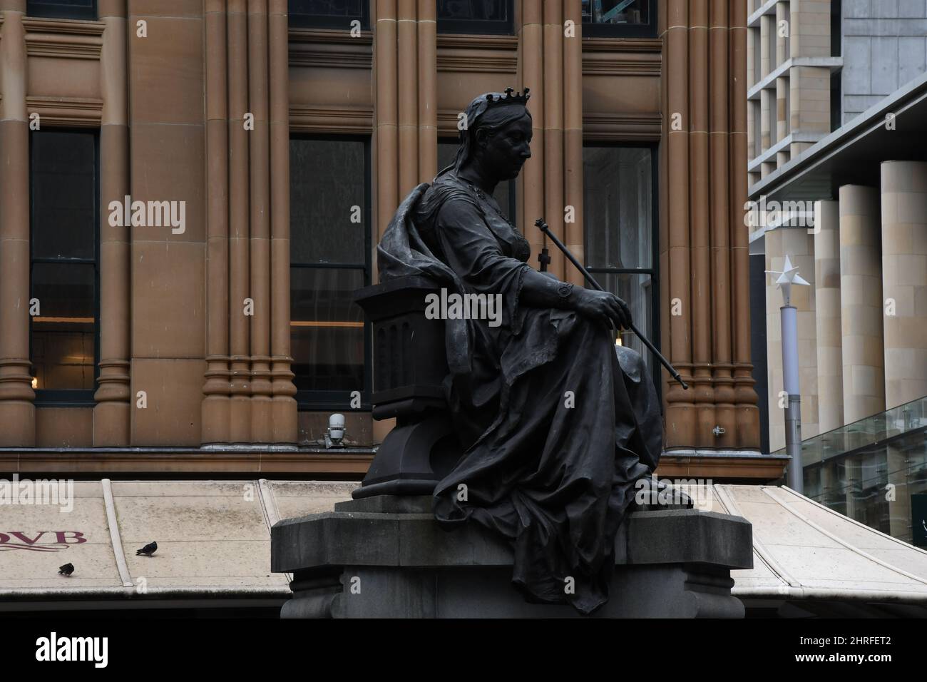 Closeup of a the statue of Queen Victoria near the Sydney Town Hall in ...