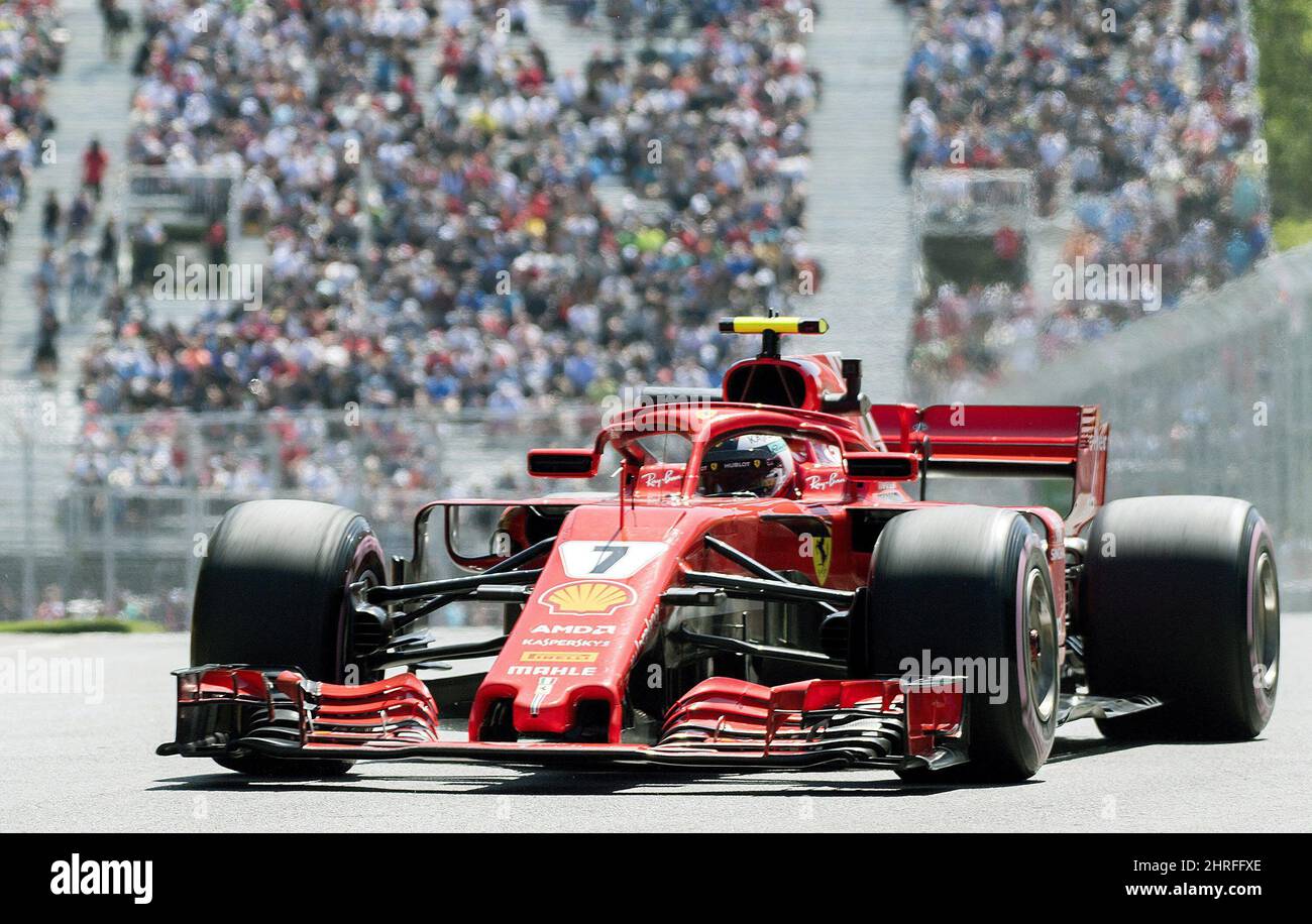 Ferrari driver Kimi Raikkonen of Finland drives out of the Senna corner ...