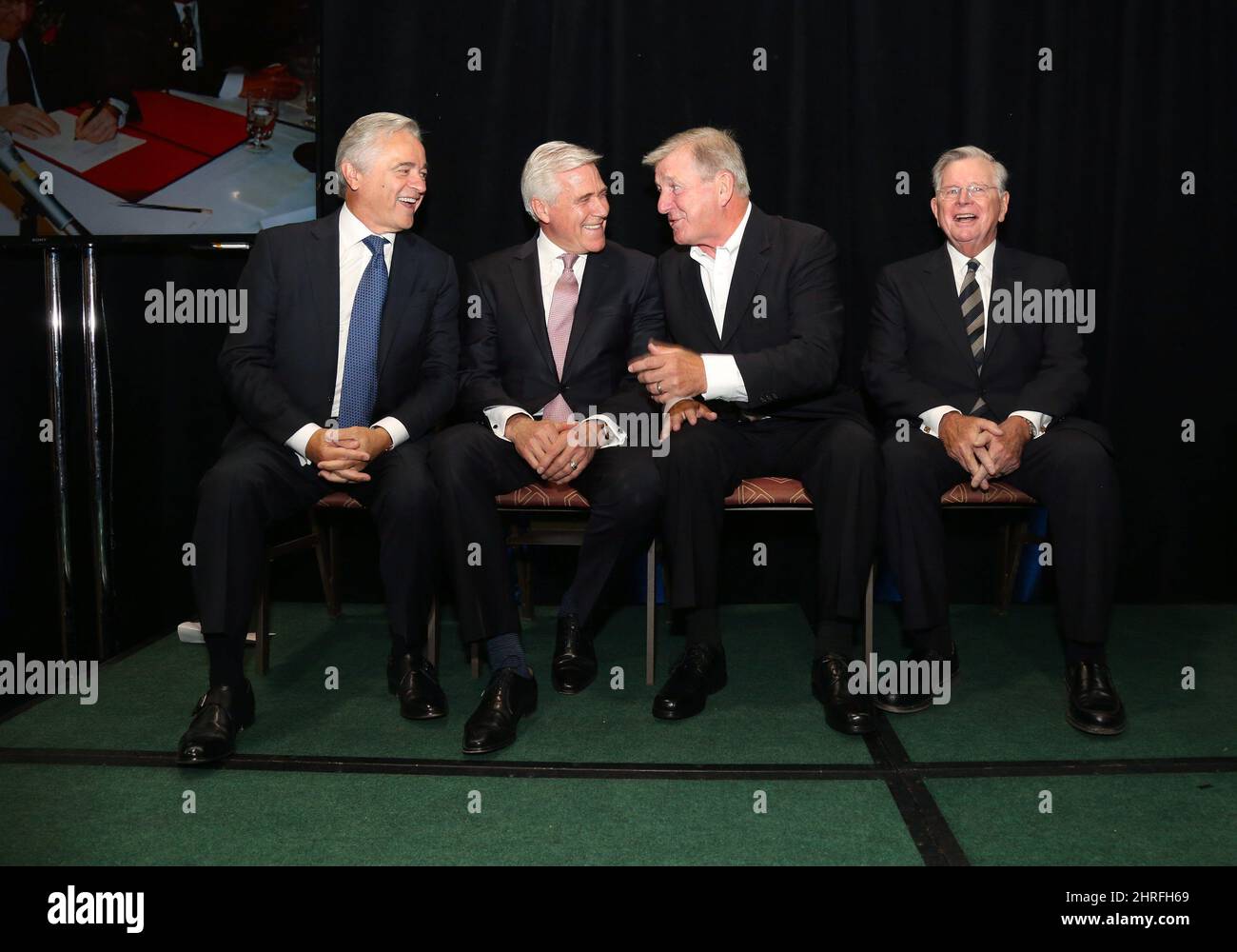 Newfoundland and Labrador Premier Dwight Ball, second from left, poses ...