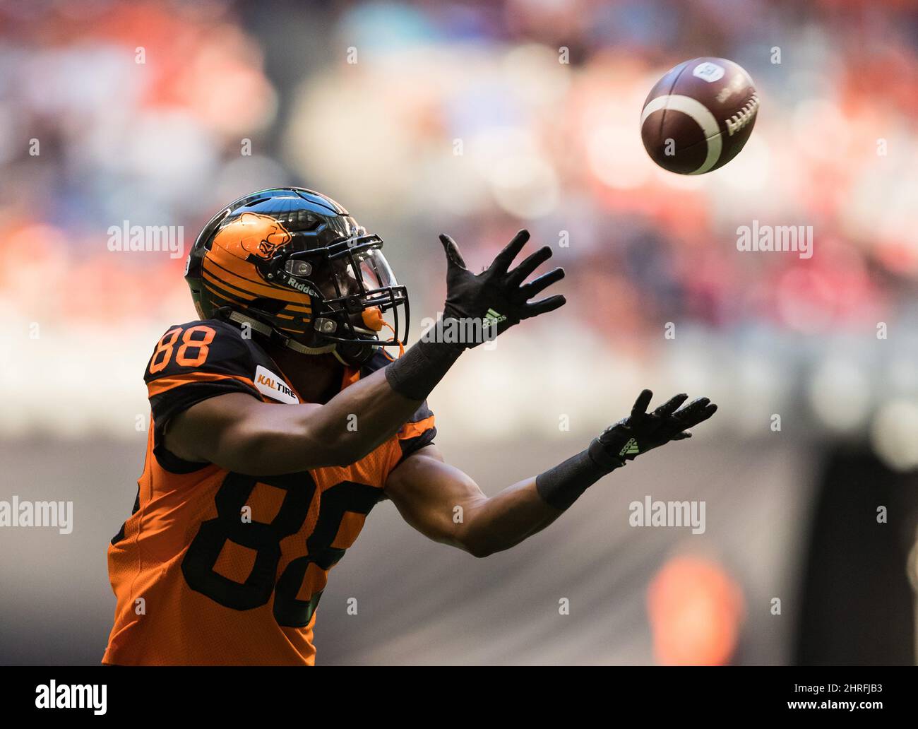 B.C. Lions' Shaq Johnson makes a touchdown reception during the first ...