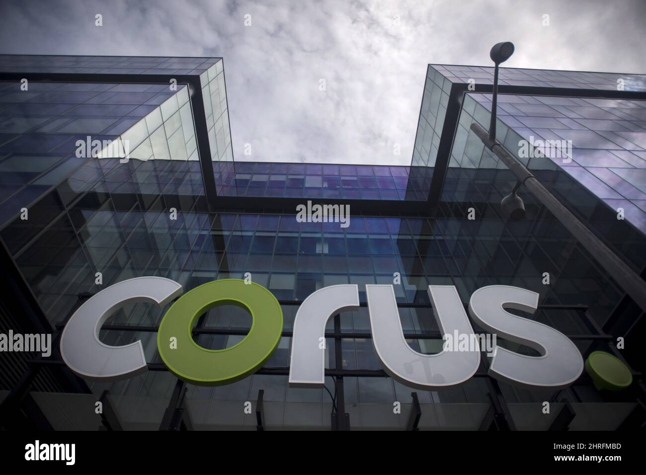 The new Corus logo at Corus Quay in Toronto is photographed on Friday ...