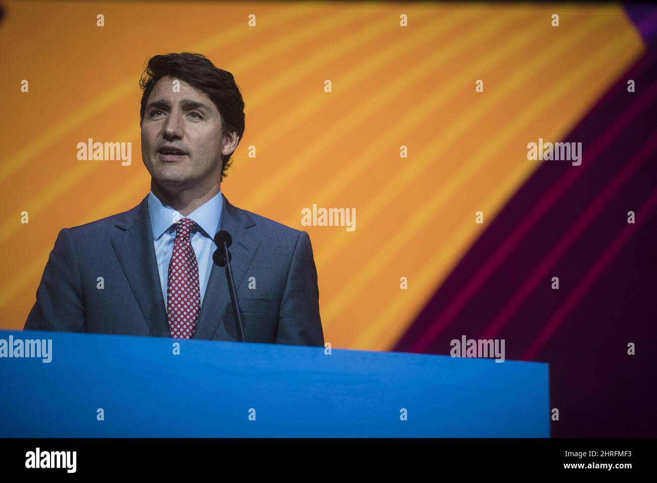Prime Minster Justin Trudeau delivers remarks during the 2018 Rotary ...