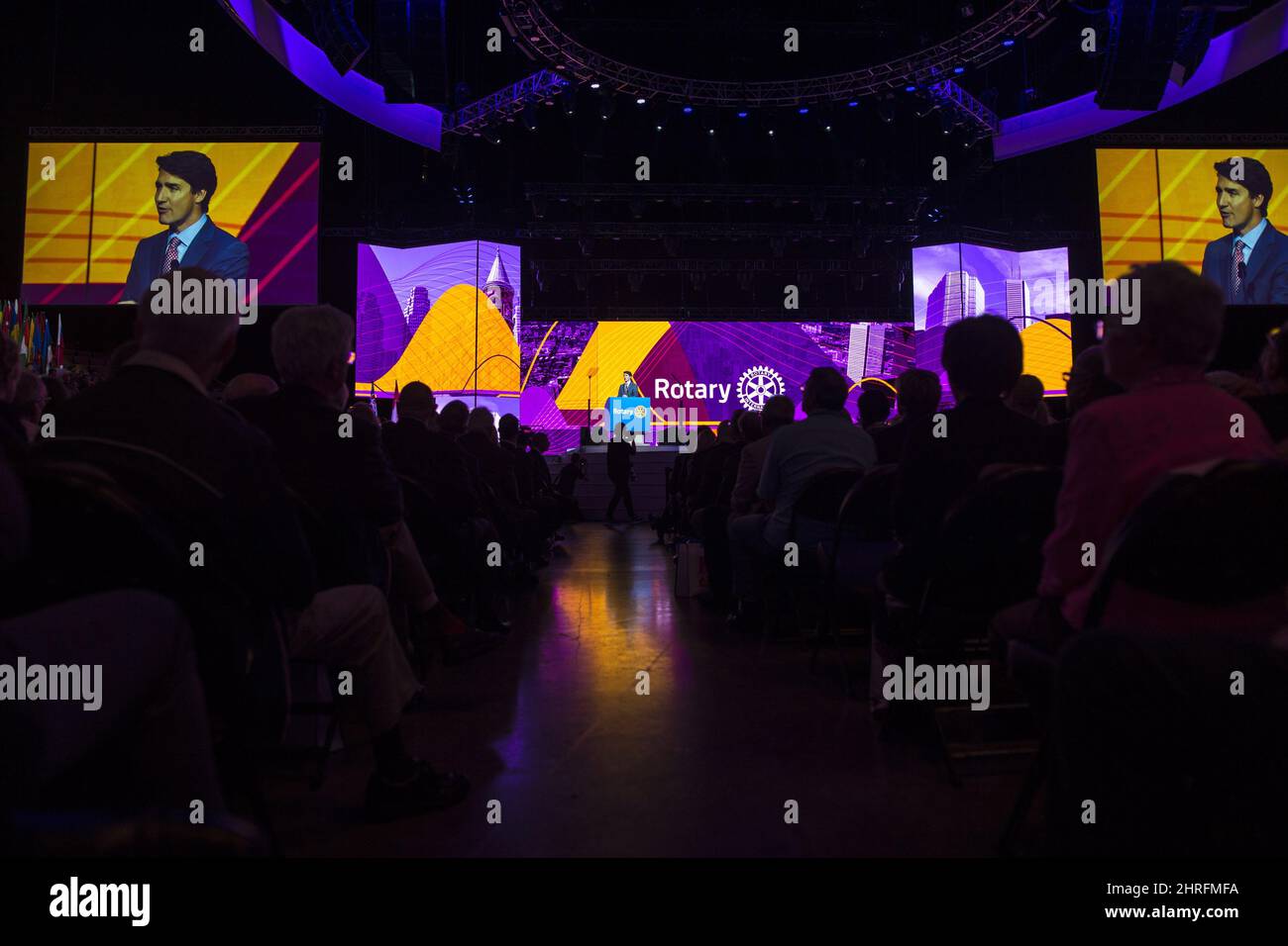 Prime Minster Justin Trudeau delivers remarks during the 2018 Rotary ...