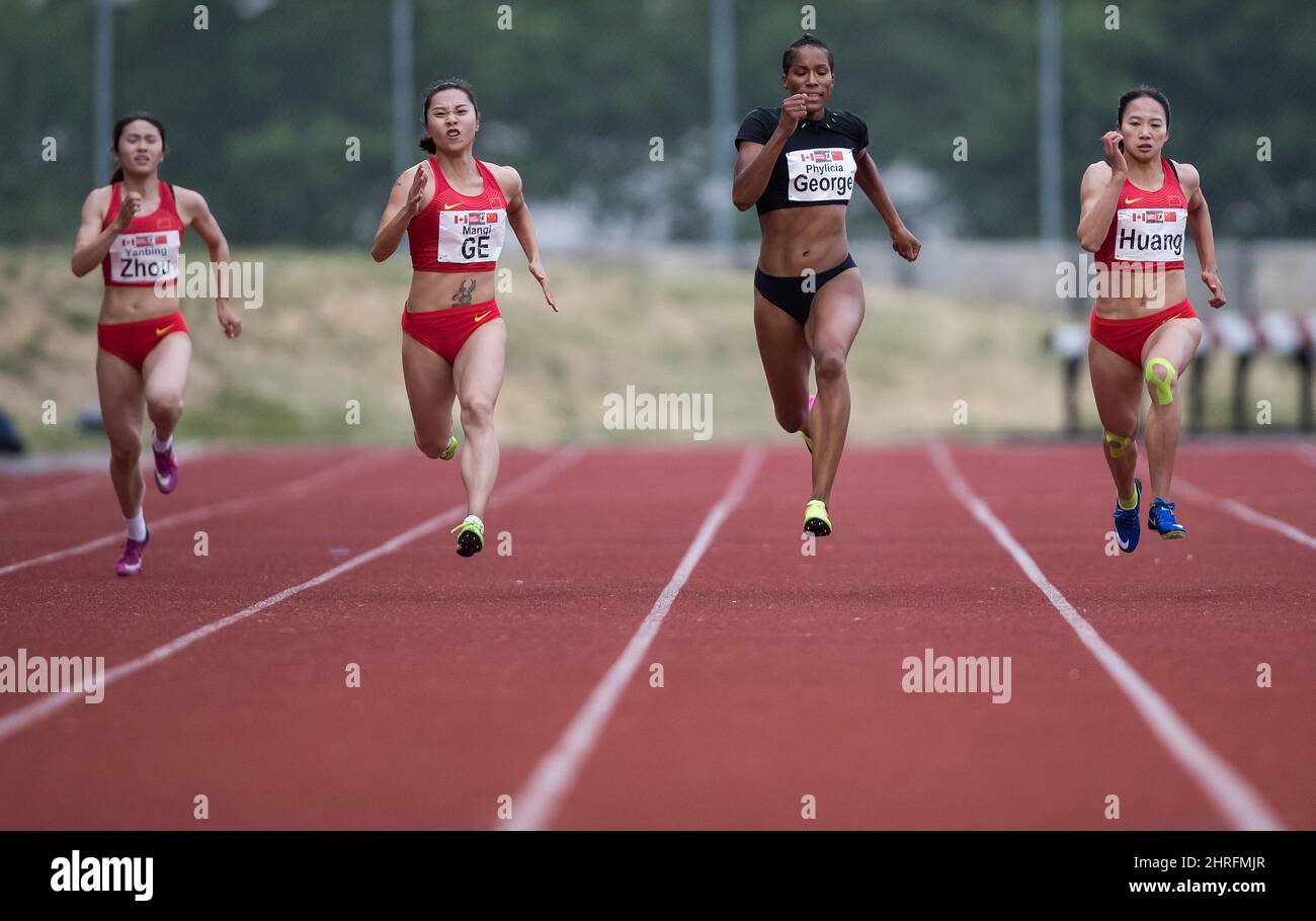 From left to right, Yanbing Zhou, of China, second-place finisher Manqi Ge, of China, fourth ...