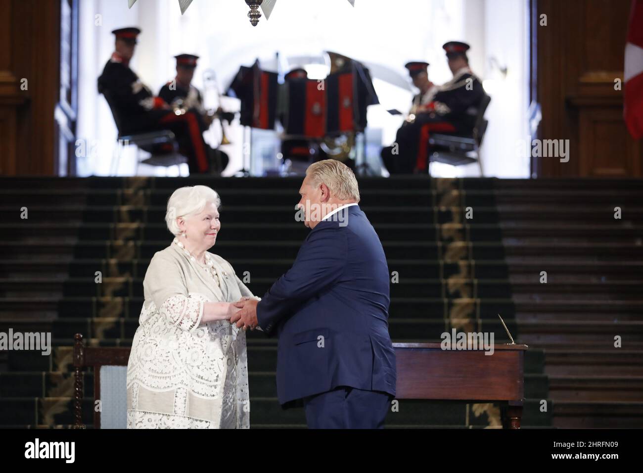 Doug Ford shakes hands with Lt.-Gov. Elizabeth Dowdeswell as he is ...