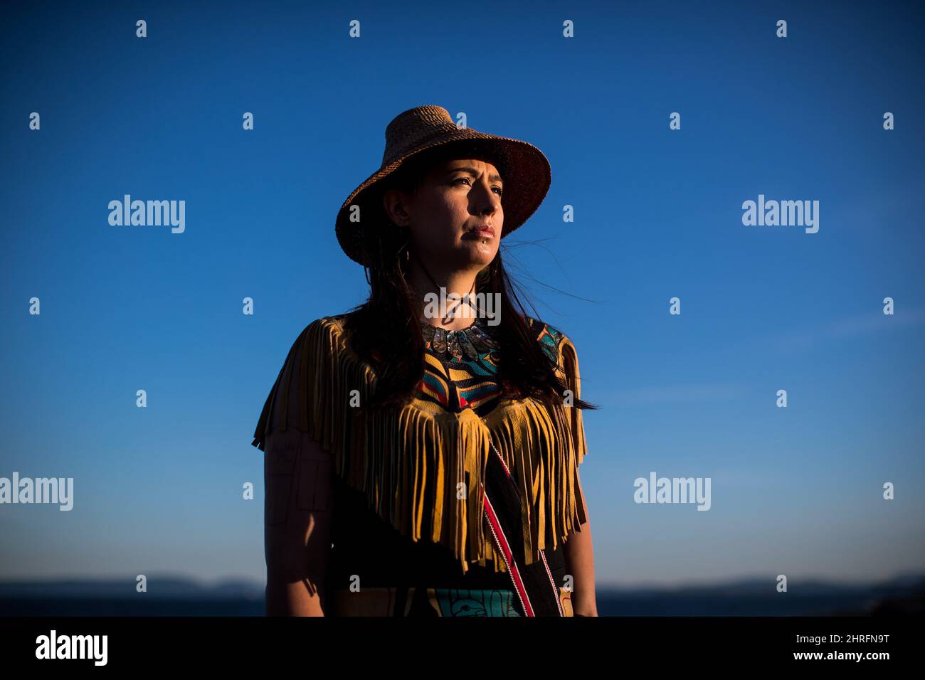 Mique'l Dangeli, of the Tsimshian First Nation, poses for a photograph ...