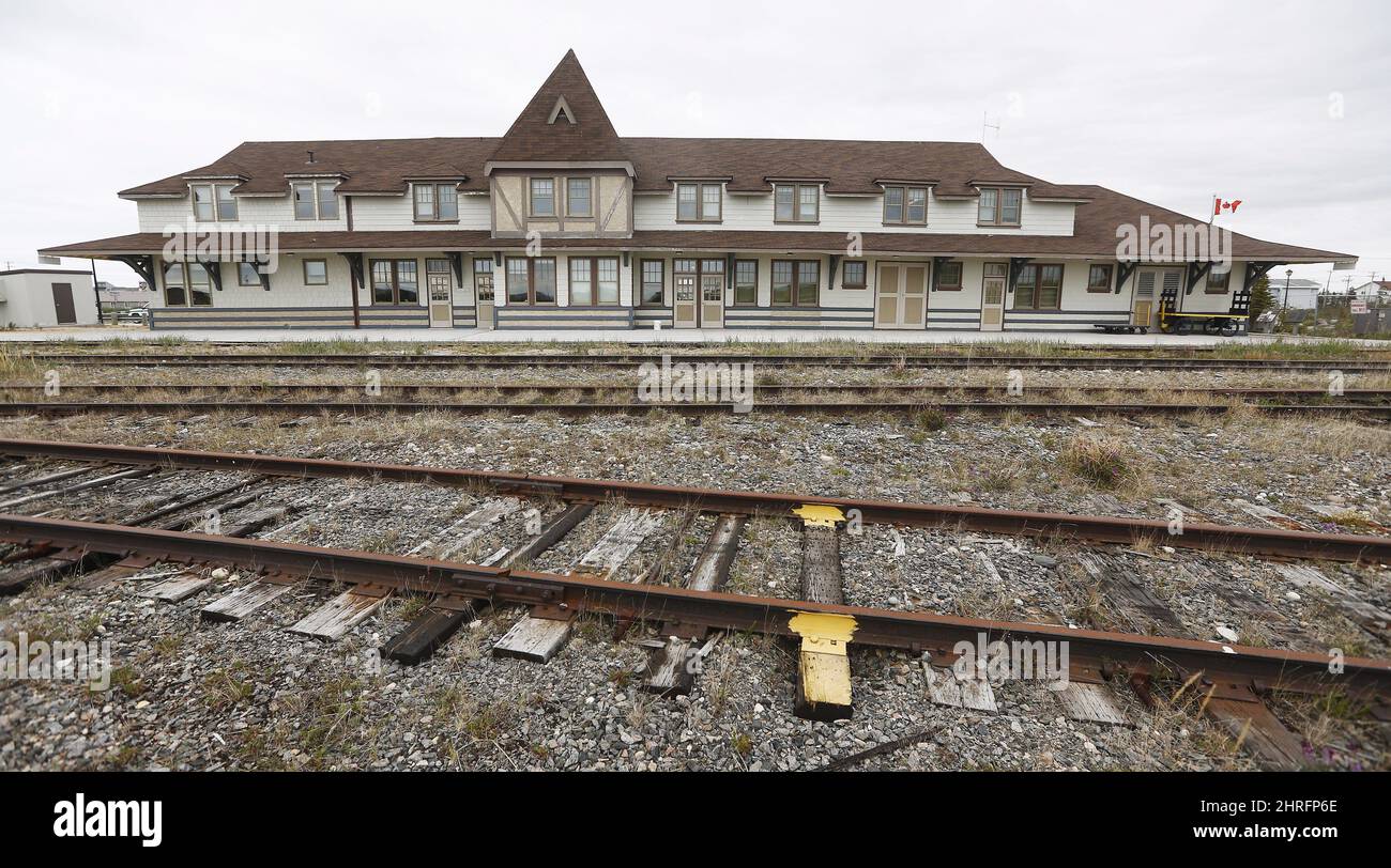 The closed rail line and Via Rail station in Churchill, Manitoba ...