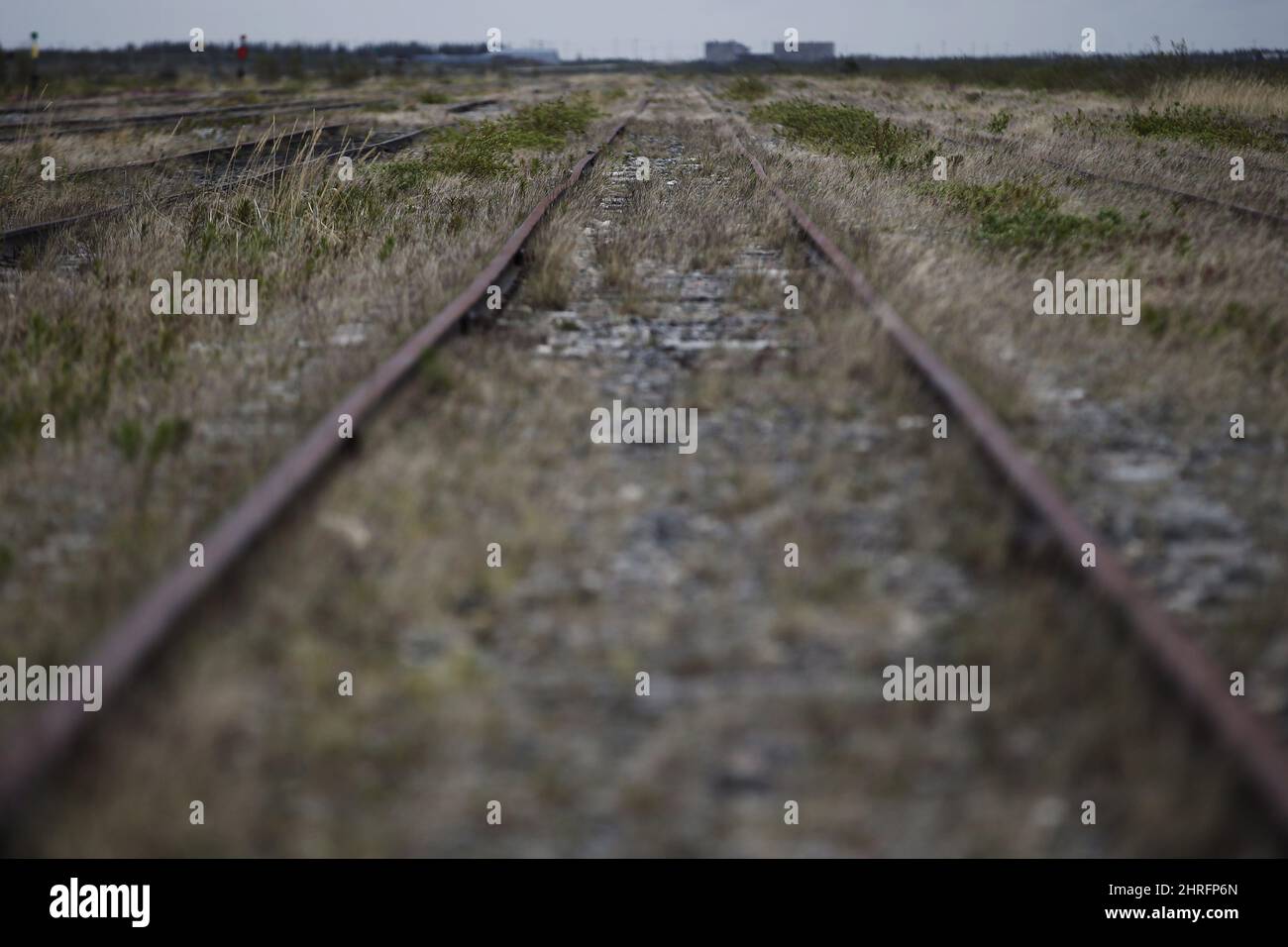 The closed rail line to Thompson in Churchill, Manitoba, Monday, July 2 ...