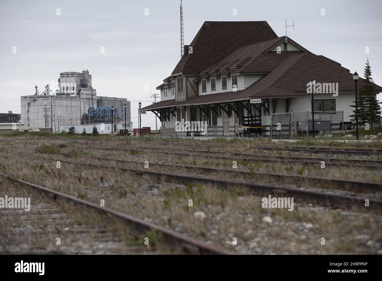 The closed rail line to Thompson in Churchill, Manitoba, Monday, July 2 ...
