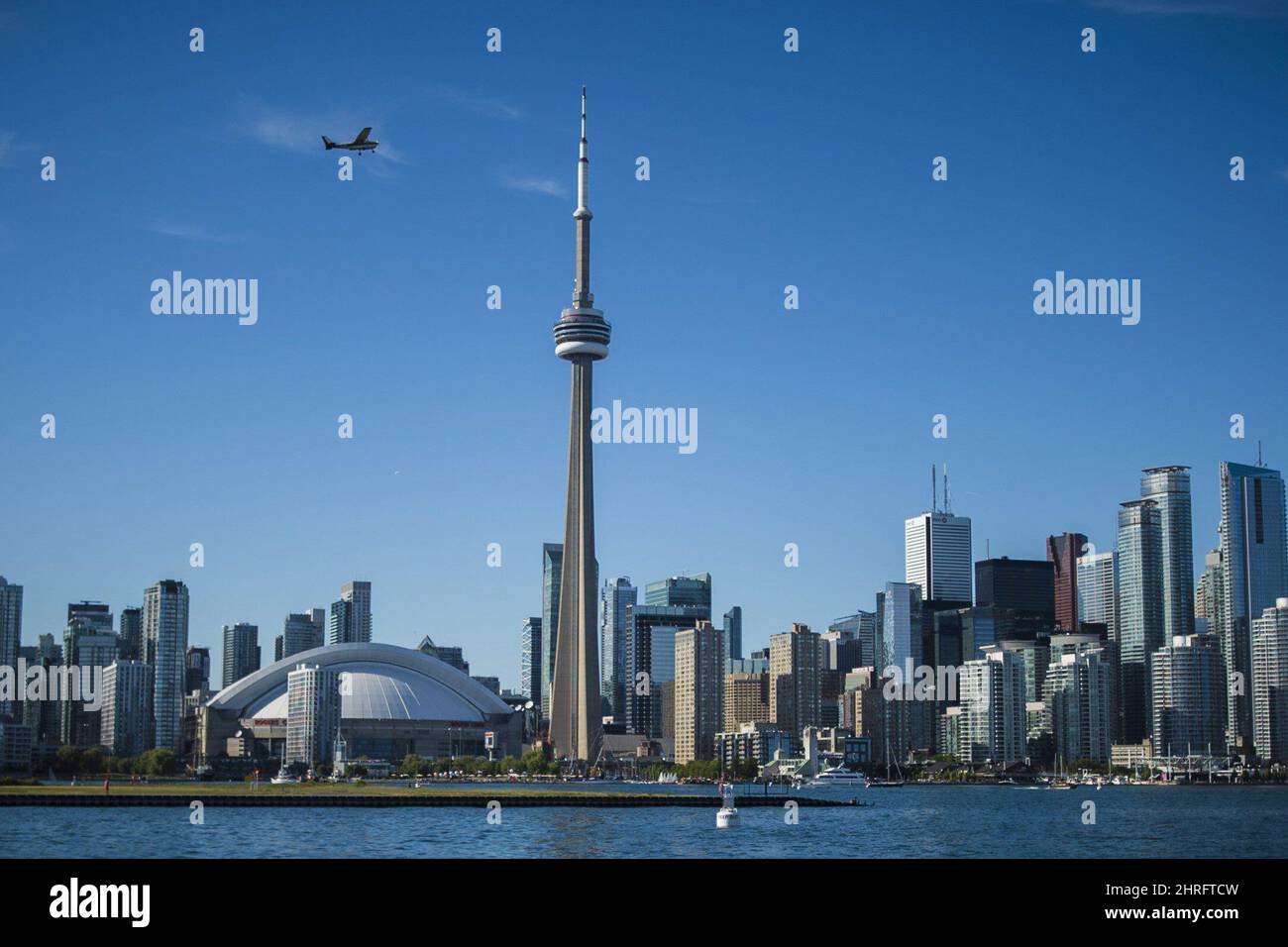 The Toronto skyline is photographed from the Hanlan's Point Ferry as it ...