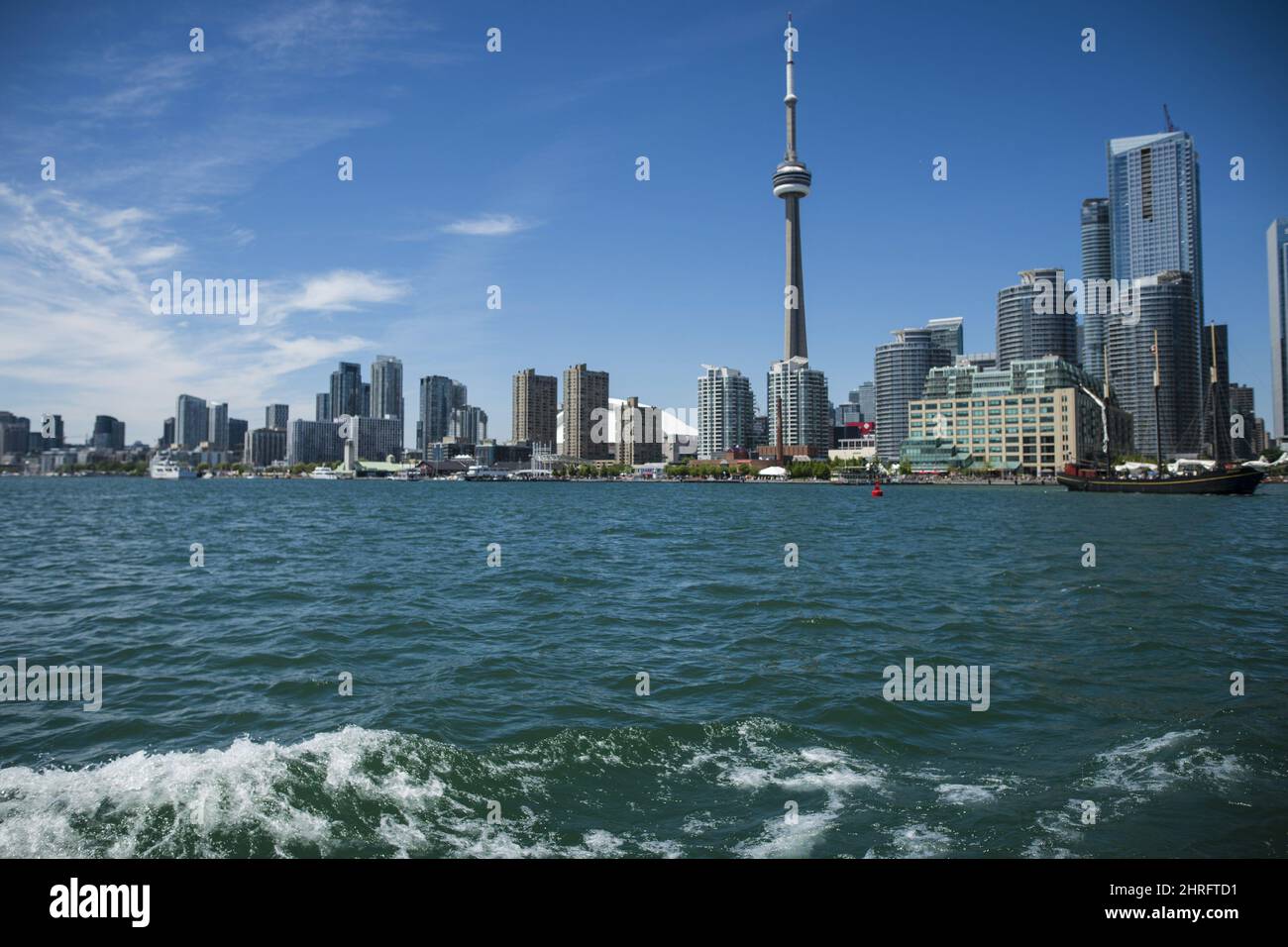 The Toronto skyline is photographed from the Hanlan's Point Ferry as it ...