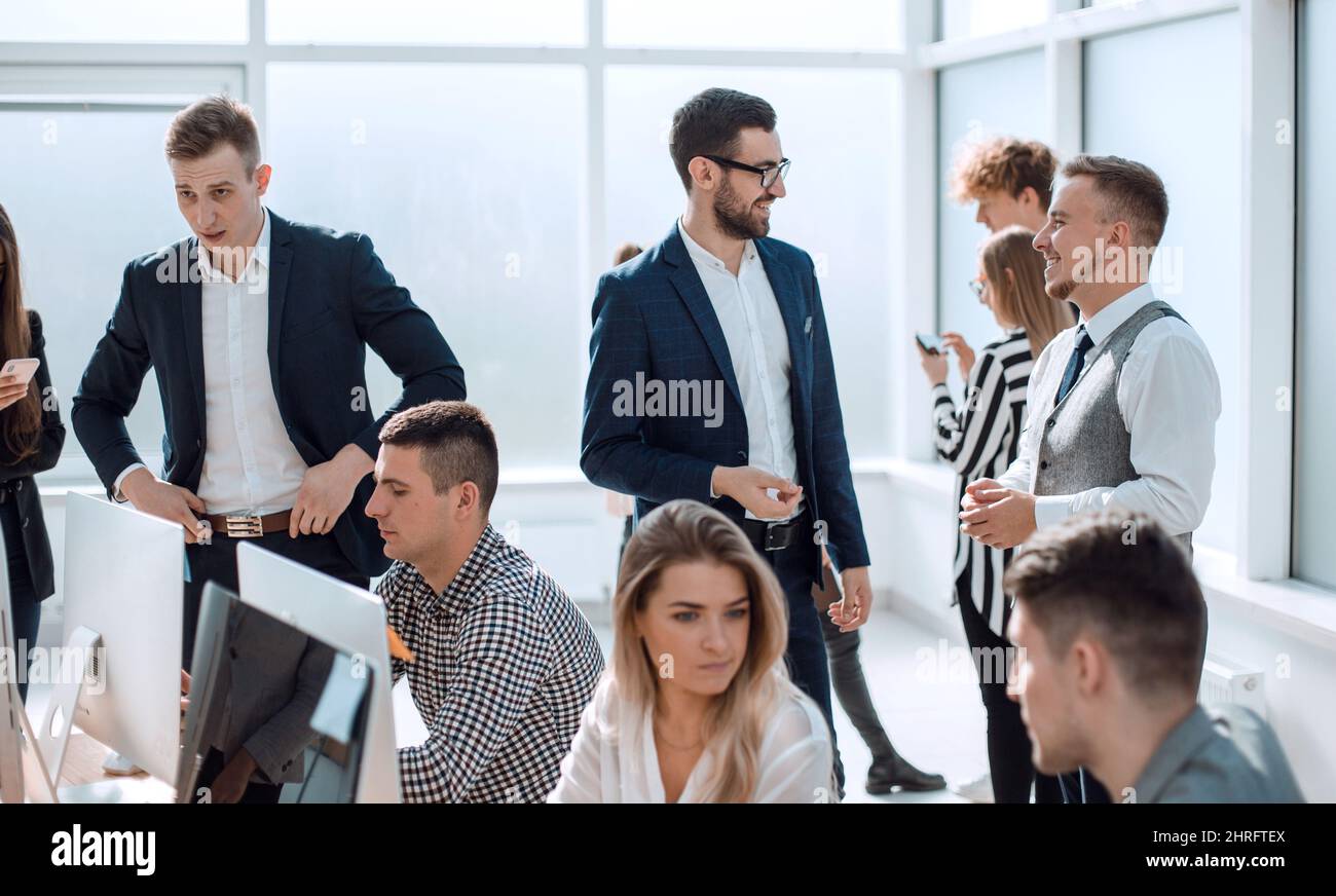 business people greet each other in the office Stock Photo - Alamy