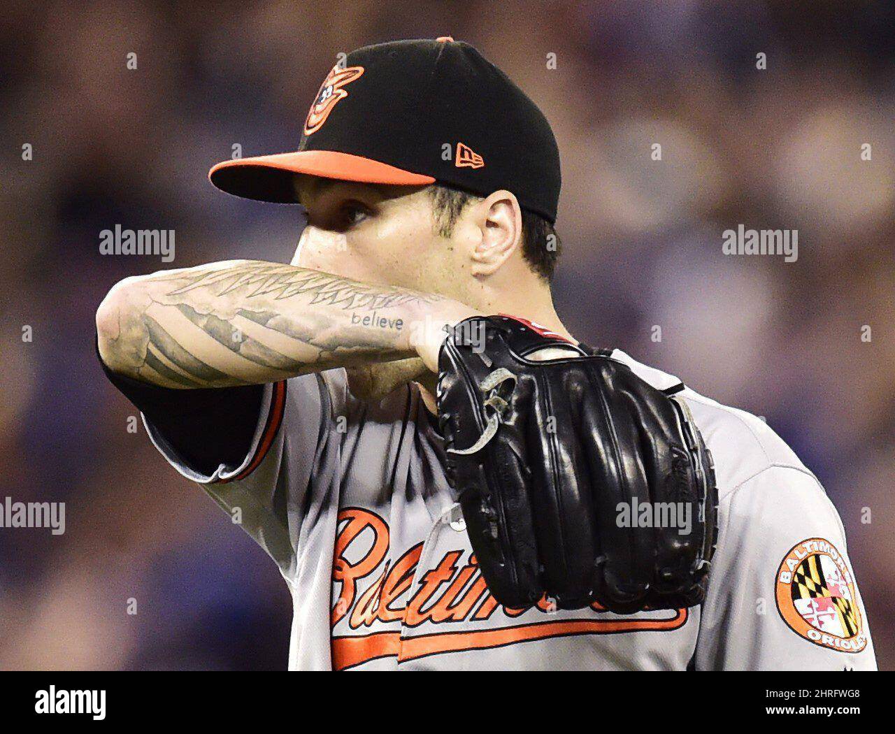 Baltimore Orioles relief pitcher Tanner Scott (66) reacts on the mound ...
