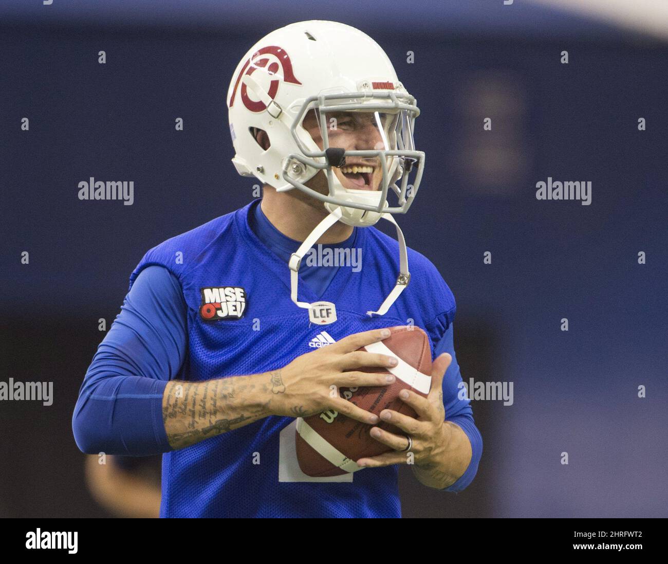 Montreal Alouettes newest quarterback Johnny Manziel throws during the ...