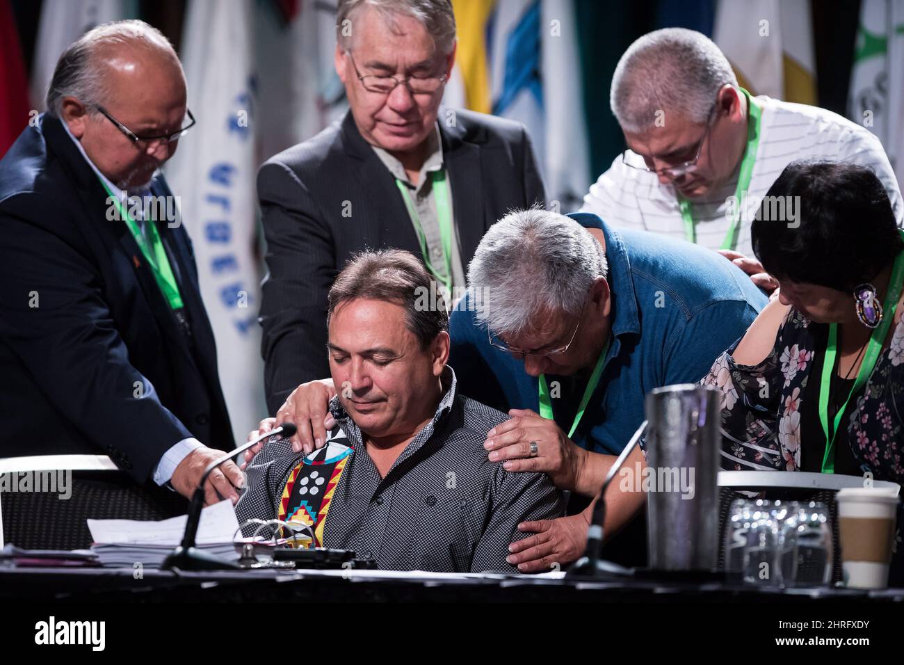Assembly of First Nations National Chief Perry Bellegarde, bottom left ...