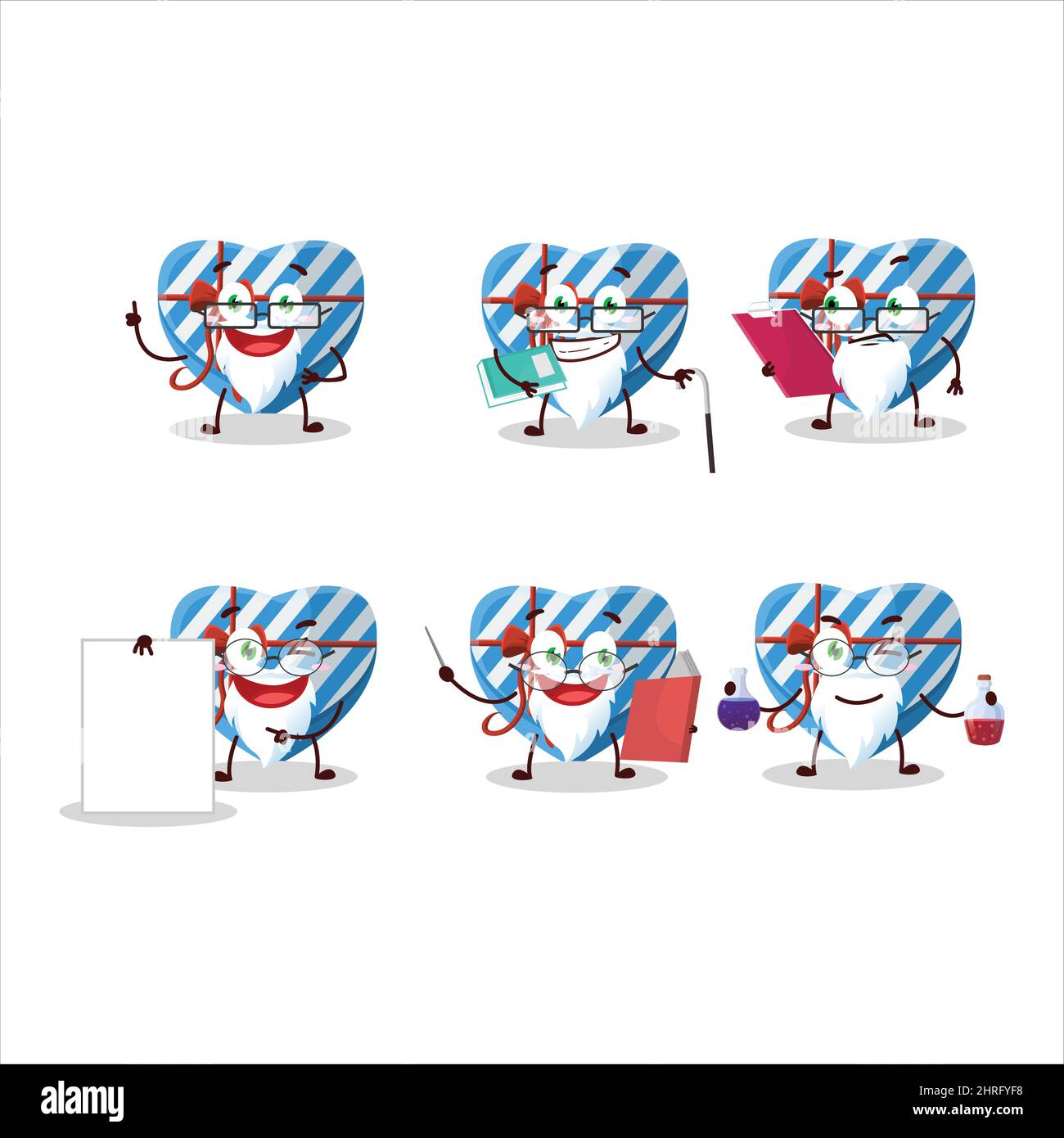 Professor blue love gift box academic cartoon character working on ...