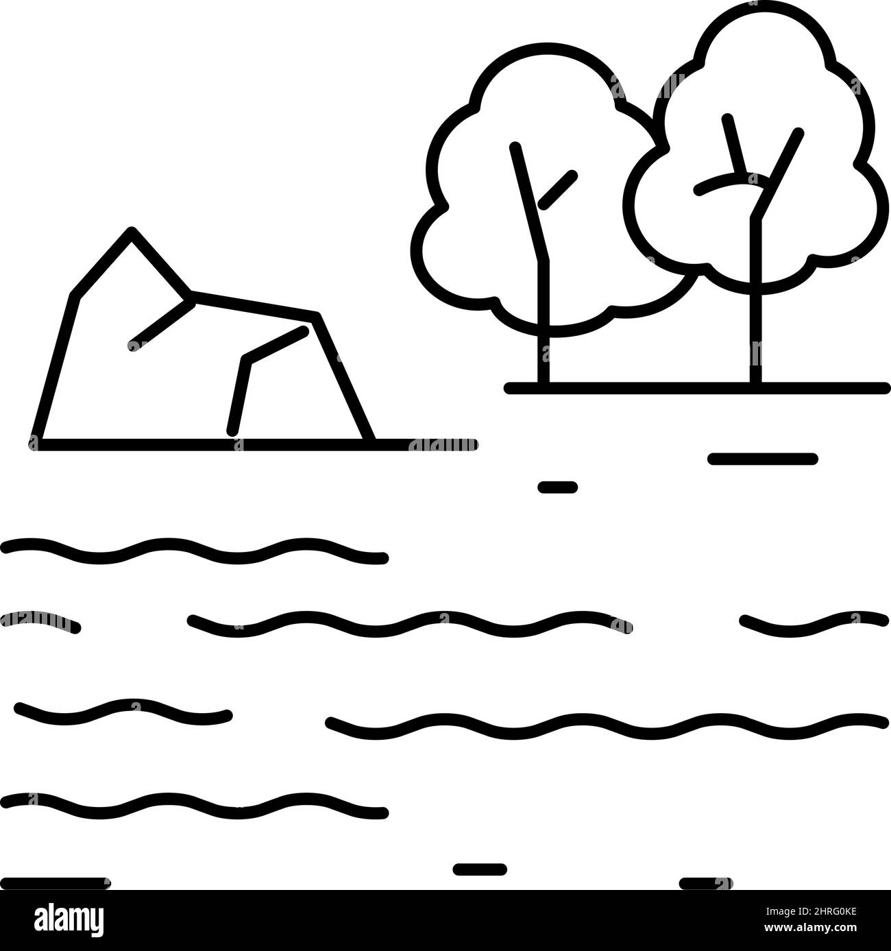 river landscape line icon vector illustration Stock Vector Image & Art ...