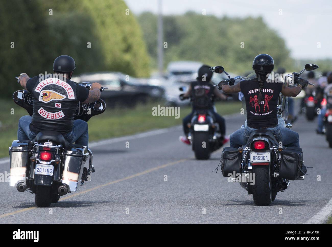 Members of the Hells Angels arrive for a national gathering in Saint ...
