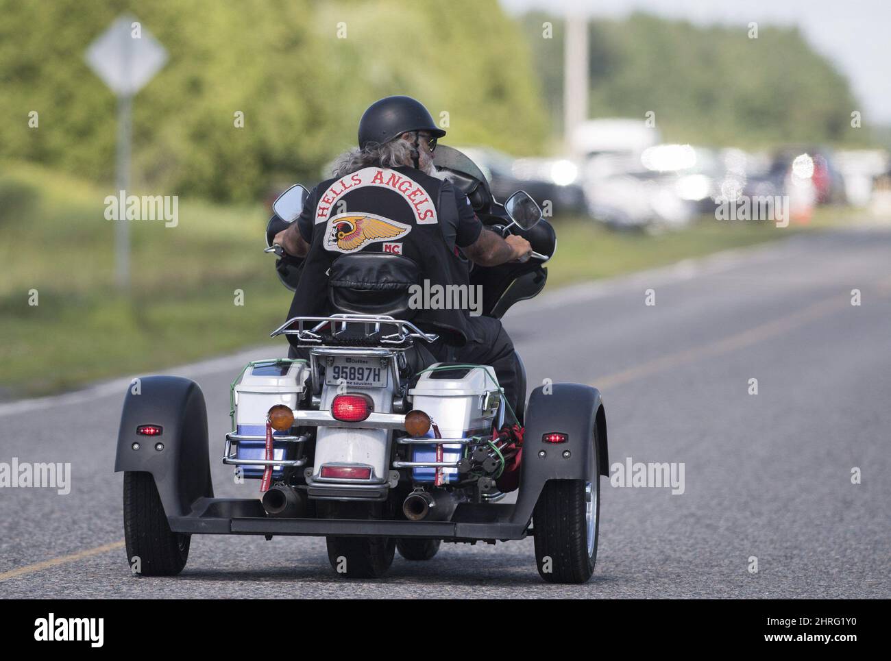 Members of the Hells Angels arrive for a national gathering in Saint ...