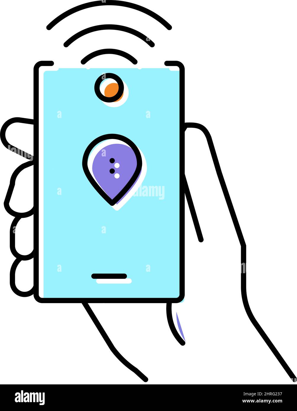 smartphone with rfid nfc technology color icon vector illustration ...