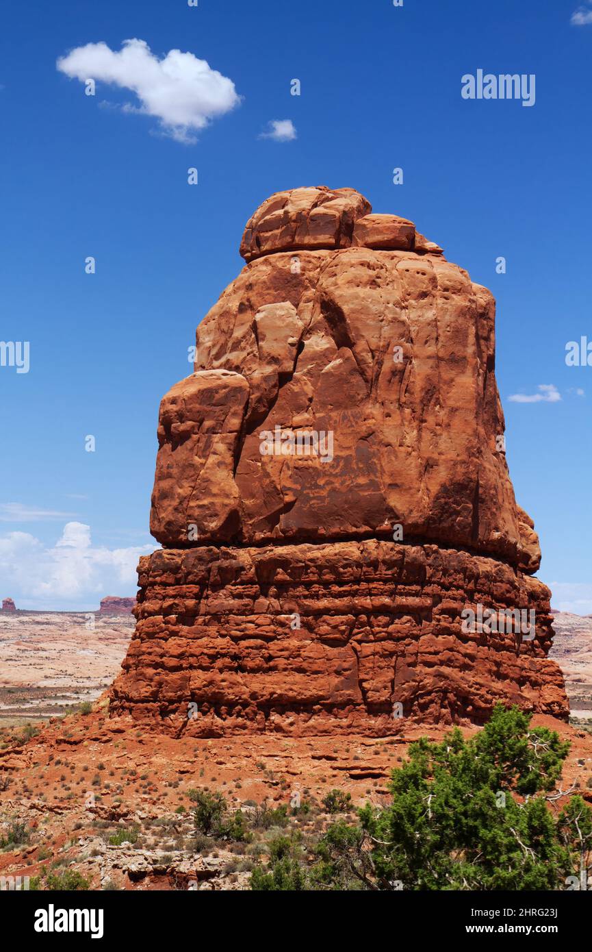 Beautiful landscape of the Red Boulder in Arches National Park Utah ...