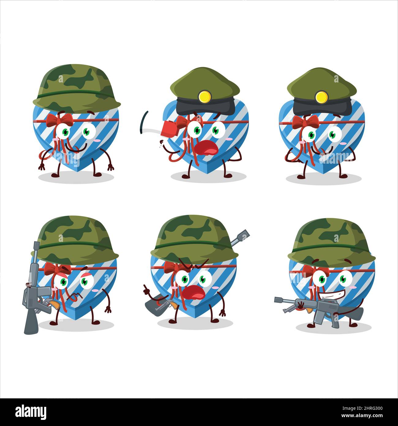 A charming soldier blue love gift box cartoon picture bring a gun ...