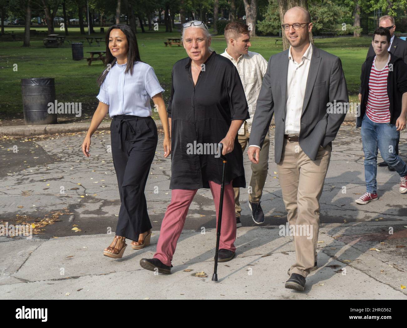 Quebec Solidaire co-spokesperson Manon Masse heads to a news conference ...
