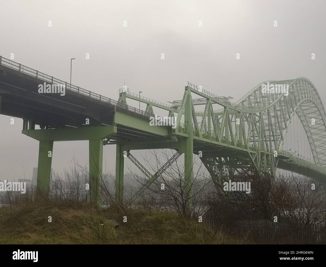 Beautiful view of Runcorn Railway Bridge in the United Kingdom on a ...