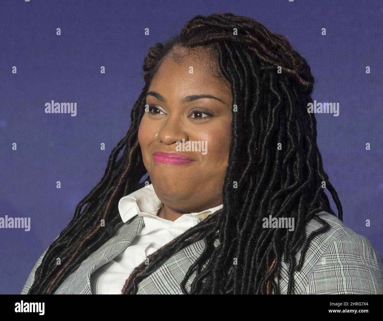 Author Dominique Fishback attends a press conference to promote the ...