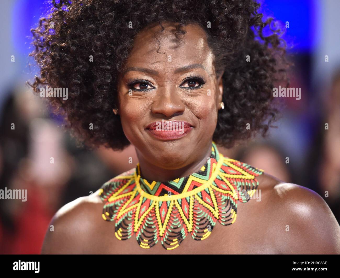 Viola Davis poses for photographs on the red carpet after arriving for ...