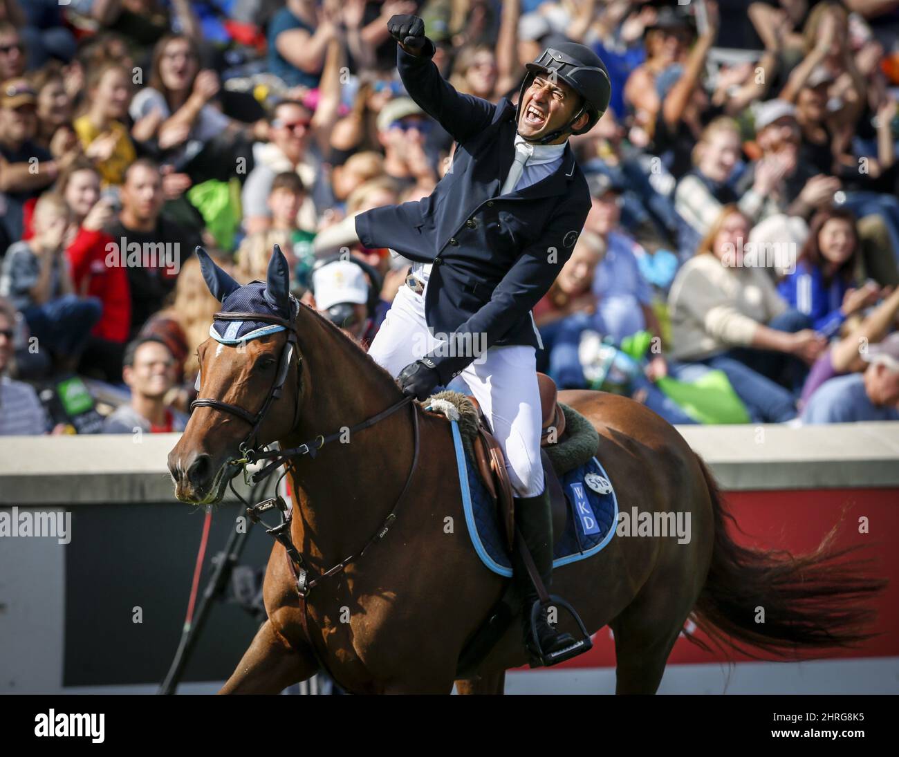 Egypt's Sameh El Dahan riding Suma's Zorro celebrates his victory ...