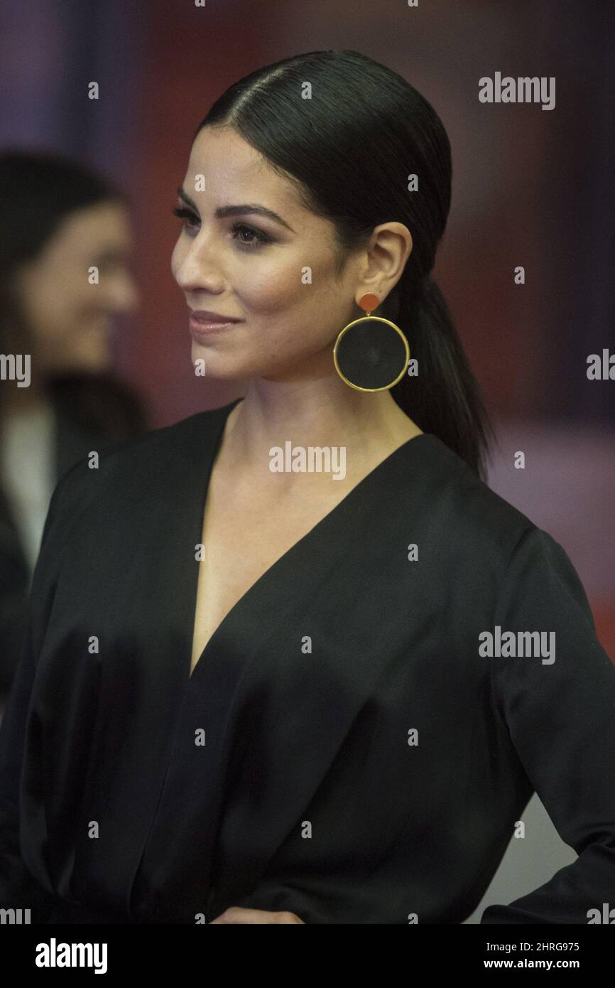 Actor Isabel Arraiza poses for photo on the red carpet for the premiere ...