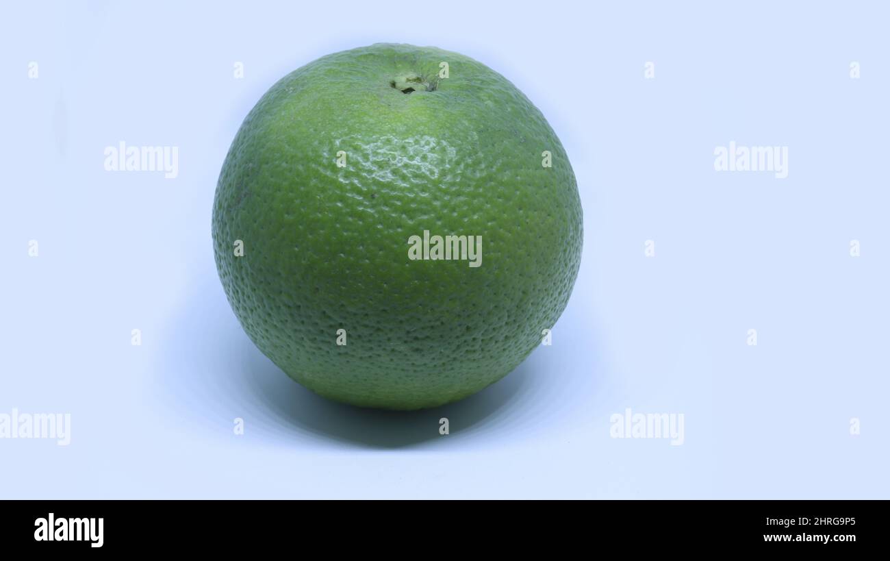 A single mosambi fruit on a light blue background Stock Photo - Alamy