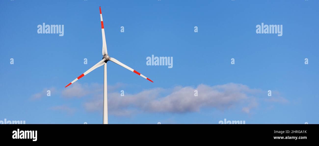 a sunny wind turbine sky panorama Stock Photo - Alamy