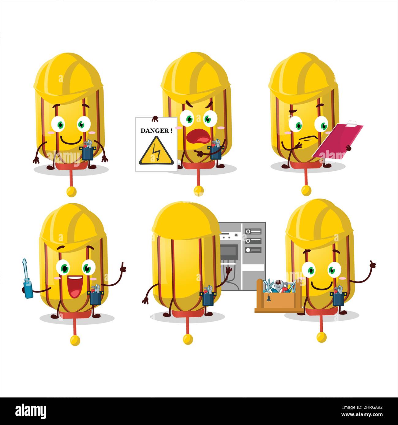 Professional Lineman yellow chinese long lamp cartoon character with ...