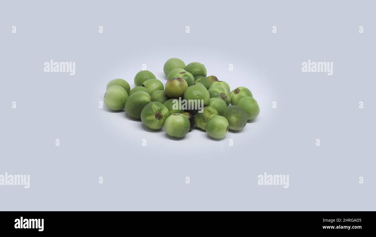 View of green turkey berries isolated on a white background Stock Photo ...
